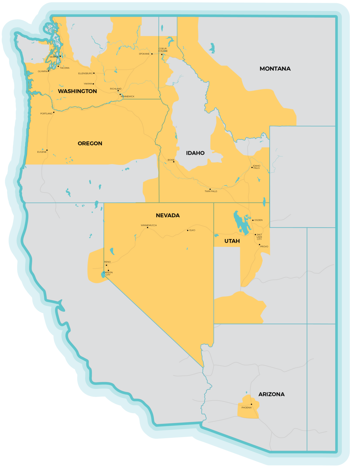 Convenience Supplier Service Area | Capitol Distributing | Western U.S.